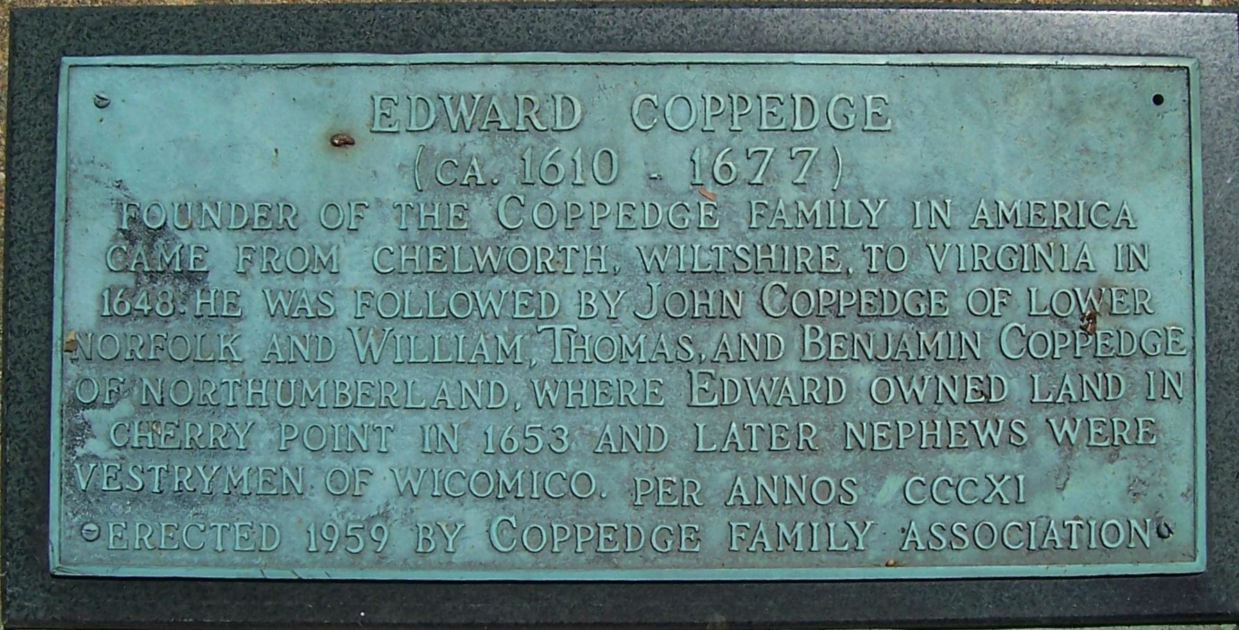 Markers – Coppage-Coppedge Family Association